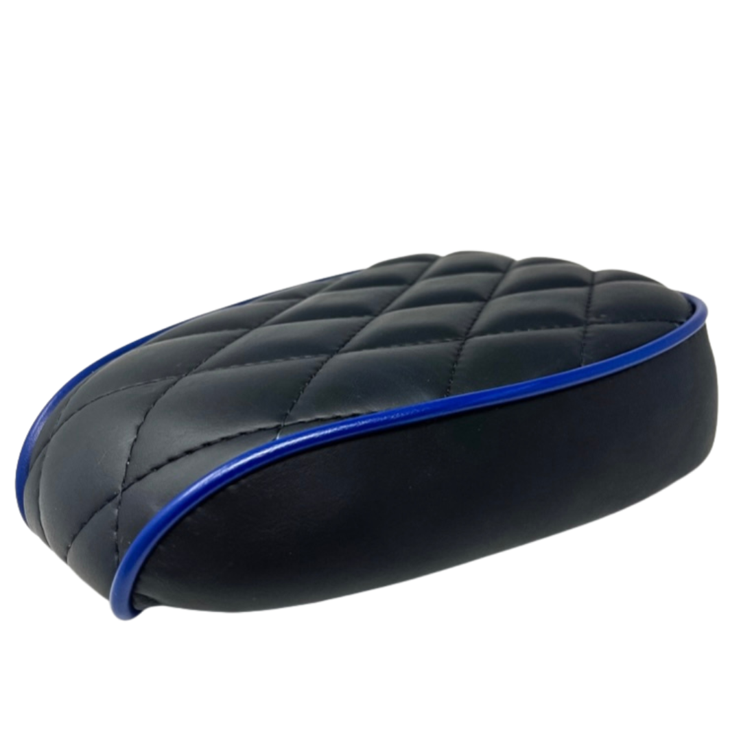 Custom Seat - Black / Blue Piping / Blue Stitching